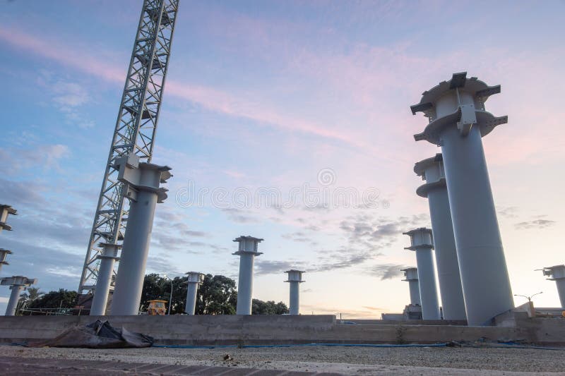 Large Circular Support Structure for New Building on Construction Site ...