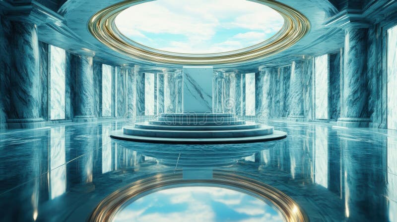 Large Circular Window in a Marble Building with Intricate Design and ...