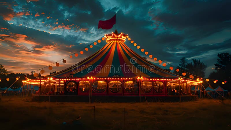 Large Circus Tent Featuring a Flag on Top. Circus Tent with Flag on Top ...