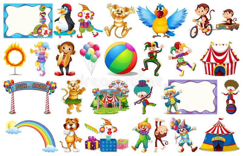 Large circus theme set stock illustration. Illustration of park - 145826426