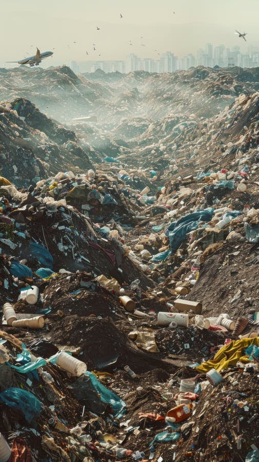 In a Large City Dump, Towering Heaps of Garbage Illustrate the Volume ...