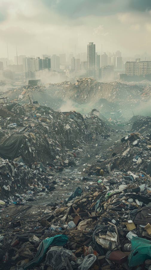 In a Large City Dump, Towering Heaps of Garbage Illustrate the Volume ...