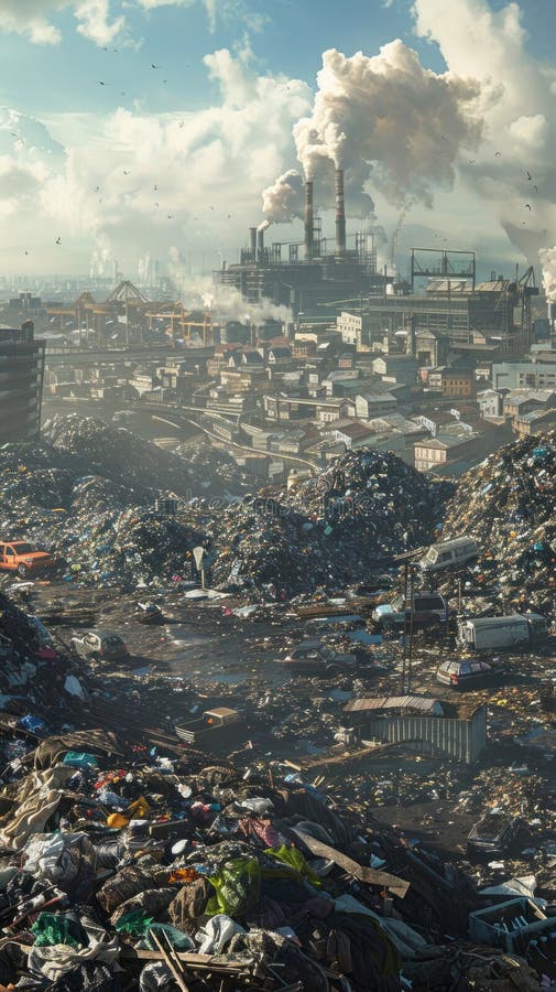 In a Large City Dump, Towering Heaps of Garbage Illustrate the Volume ...