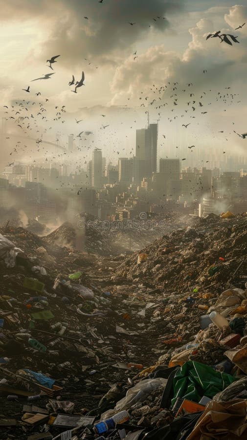 In a Large City Dump, Towering Heaps of Garbage Illustrate the Volume ...