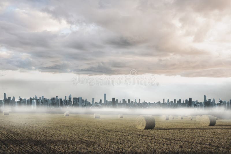 Large city on the horizon stock image. Image of composite - 37371665