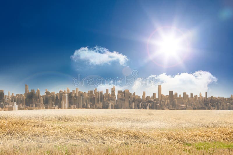Large city on the horizon stock image. Image of generated - 37371671