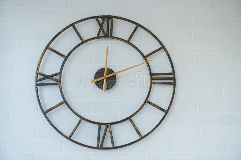 Large Classical Wall Clock with Roman Numerals. Stock Image - Image of ...