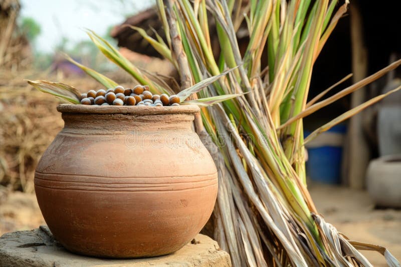 A Large Clay Pot Filled with Many Beans Stock Image - Image of ...