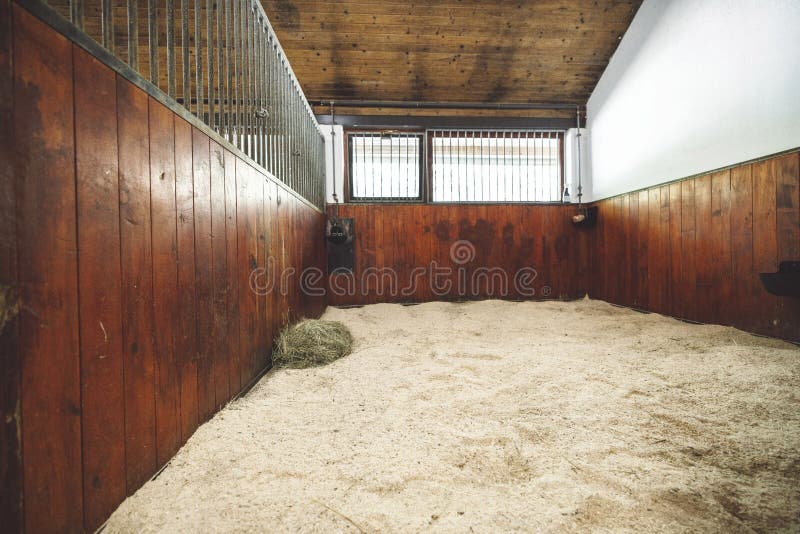 Large Clean Empty Horse Stable at the Ranch Stock Photo - Image of ...