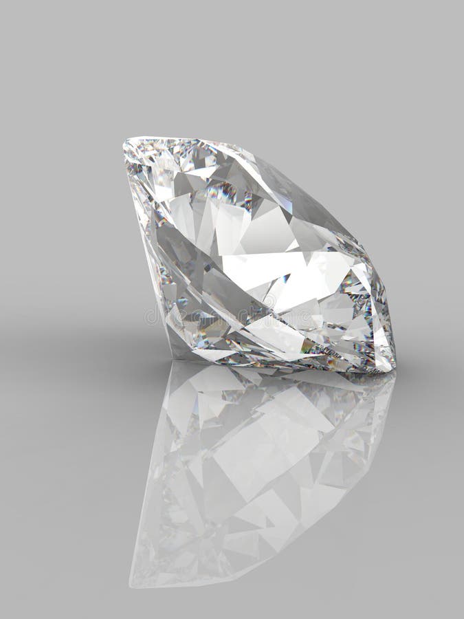 Large Clear Diamond with Reflection on White Background. 3d Stock ...