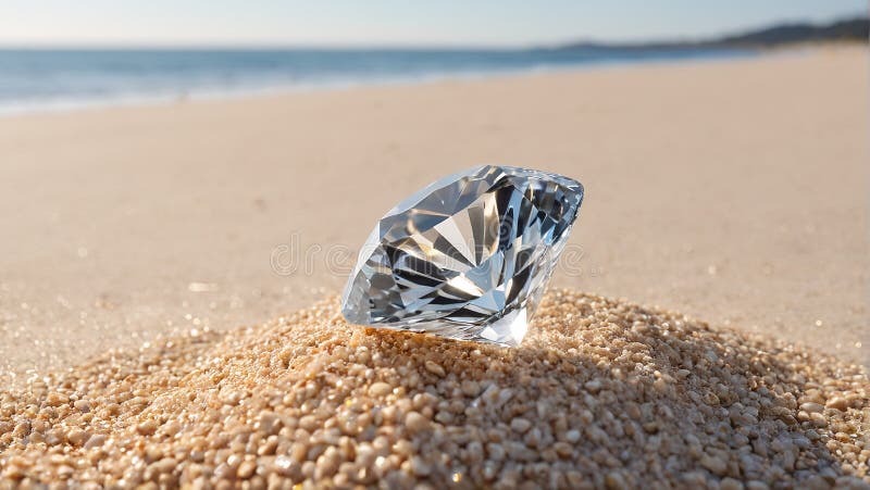 A Large Diamond Rests on a Bed of Small Pebbles, Contrasting with the ...