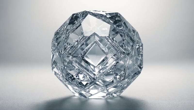 A Large, Clear Diamond Sits on a White Surface, Reflecting Light Stock ...
