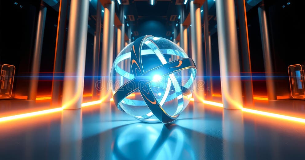 Large, Clear Sphere with a Blue Light Shining on it Stock Image - Image ...