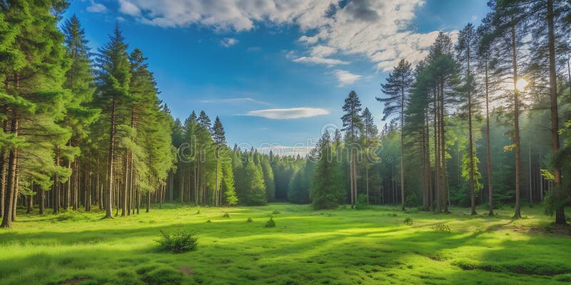 Large Clearing of Cleared Forest Generative AI Stock Illustration ...