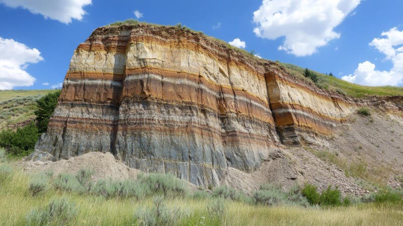 A Large Cliff Face Showing Distinct Layers of Sedimentary Rock Stock ...