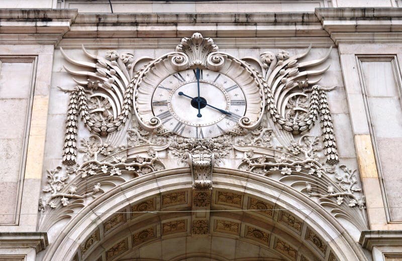 Large Clock on a Building in Lisbon Stock Image - Image of lisbon ...