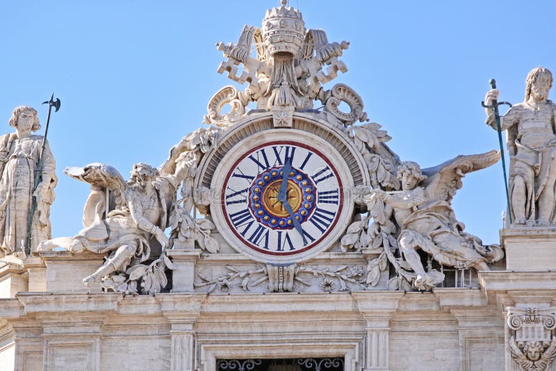 St Peter Clock Vatican stock image. Image of clock, exterior - 330246329
