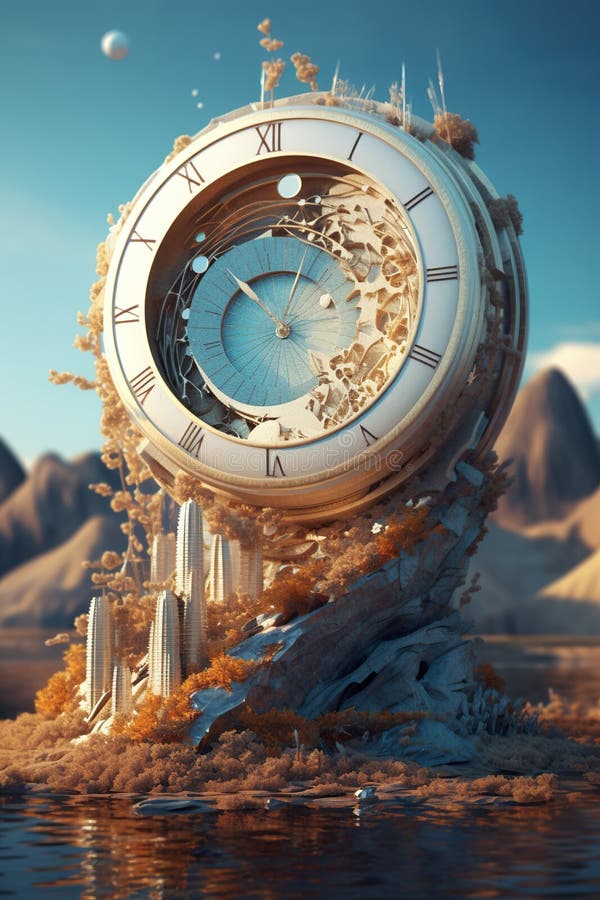 A Large Clock Sitting in the Middle of a Lake. Generative AI Image ...