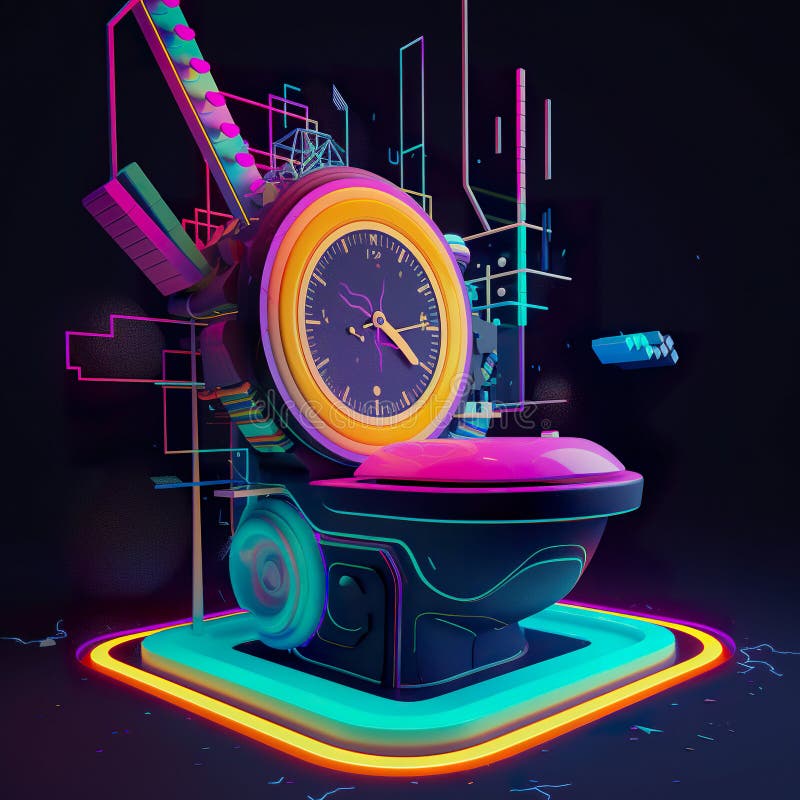 A Large Clock Sitting on Top of a Colorful Object. AI Generative Image ...