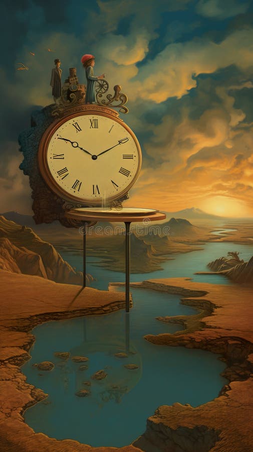 A Large Clock Sitting on Top of a Desert. Generative AI Image. Stock ...