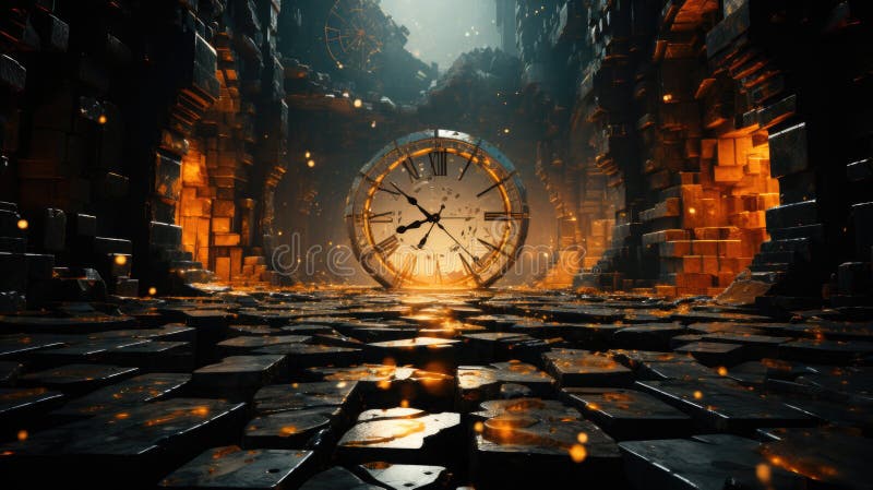 A Clock Sitting in the Middle of a Desert. Generative AI Image. Stock ...