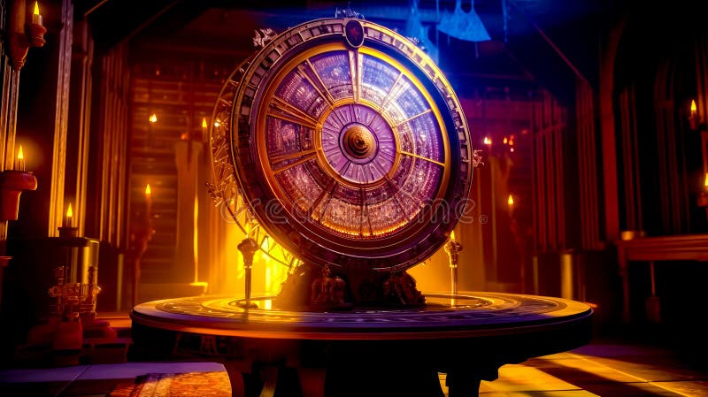 Large Clock Sitting on Top of Table in Front of Stage. Generative AI ...