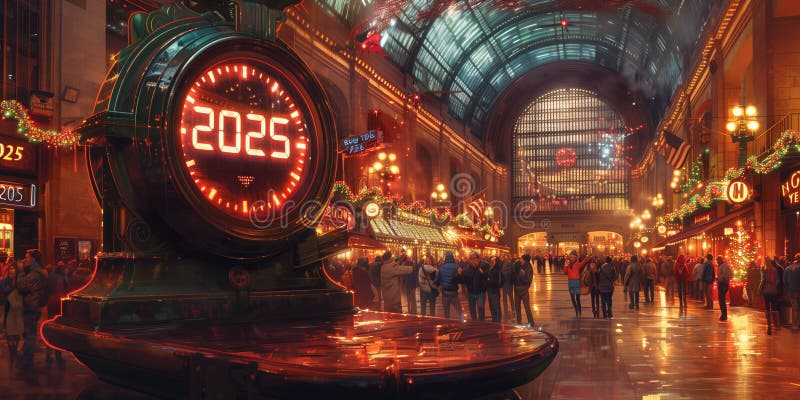 A Large Clock Stands Prominently in the Center of a Bustling Mall ...