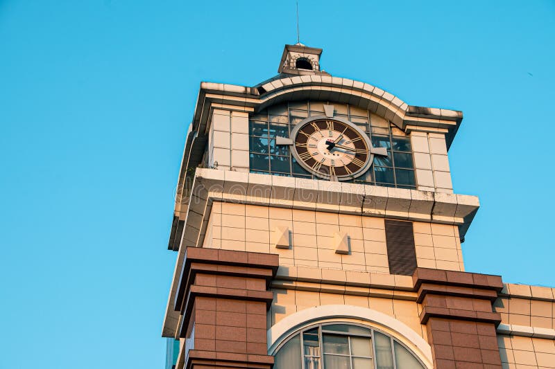 Large Clock Tower in a Corner of a Shopping Mall in Wuhan Stock Image ...