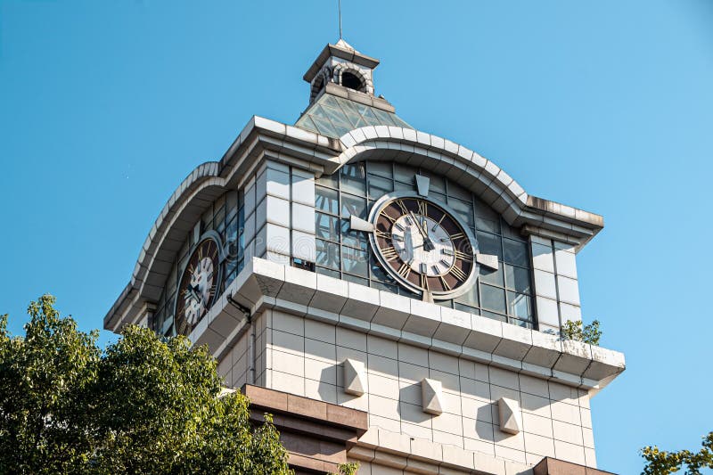 Large Clock Tower in a Corner of a Shopping Mall in Wuhan Stock Image ...