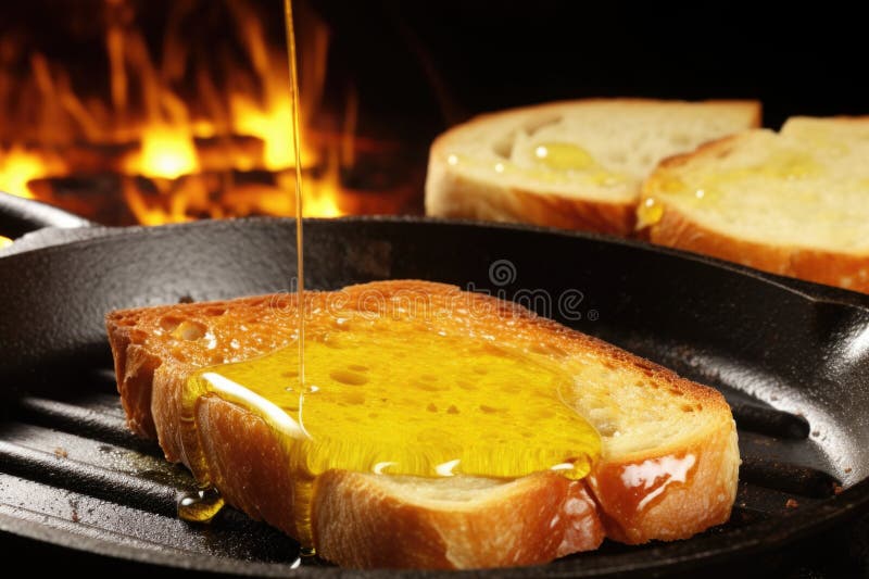 Large Close-up of Melted Butter and Grilled Bread Stock Image - Image ...