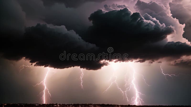 Large Cloud Crackling with Lightning, Powerful Natural Phenomenon in ...