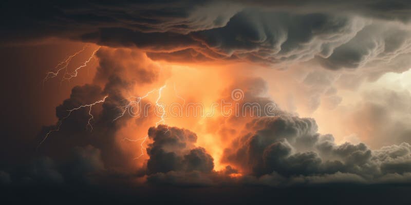 A Large Cloud Filled with Intense Lightning. Perfect for Adding a ...