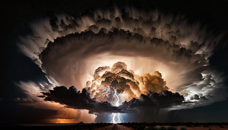 A Large Cloud Filled with Lightning and Lightning Bolt in the Sky Stock ...