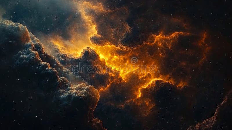 A Large Cloud of Fire in the Middle of a Dark Space Stock Photo - Image ...