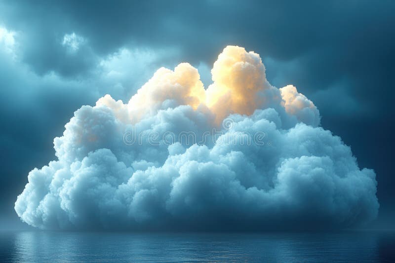 A Large Cloud Floating Above the Calm Surface of the Water Stock Photo ...