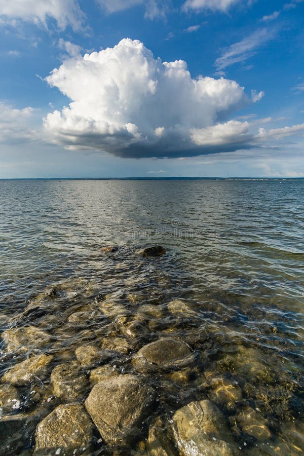 Large Cloud Floating Over the Sea Stock Photo - Image of lake ...