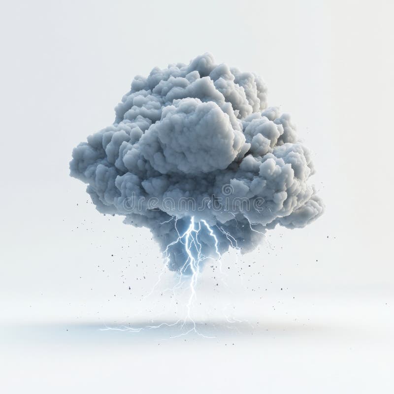 A Large Cloud of Gray with a Lightning Bolt in the Middle Stock ...