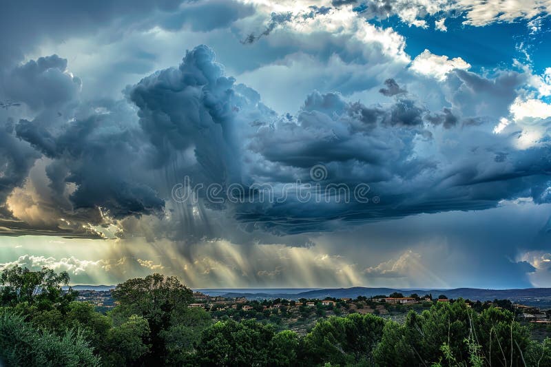 Large Cloud Hovering Above Trees Stock Photo - Image of weather, beauty ...