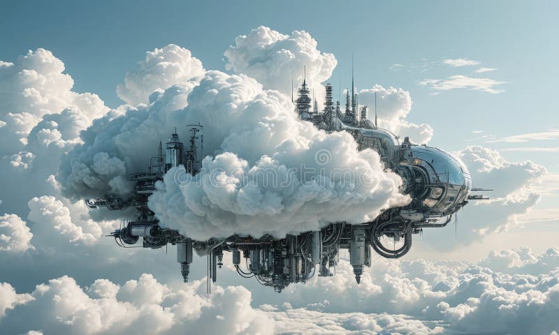 Large Cloud with Machine in it Stock Illustration - Illustration of ...