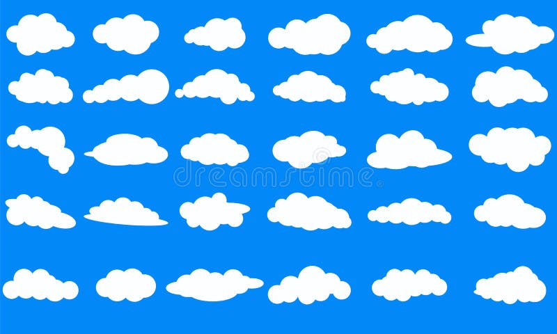 A Large Cloud Set of 30 Different Original Clouds Stock Vector ...