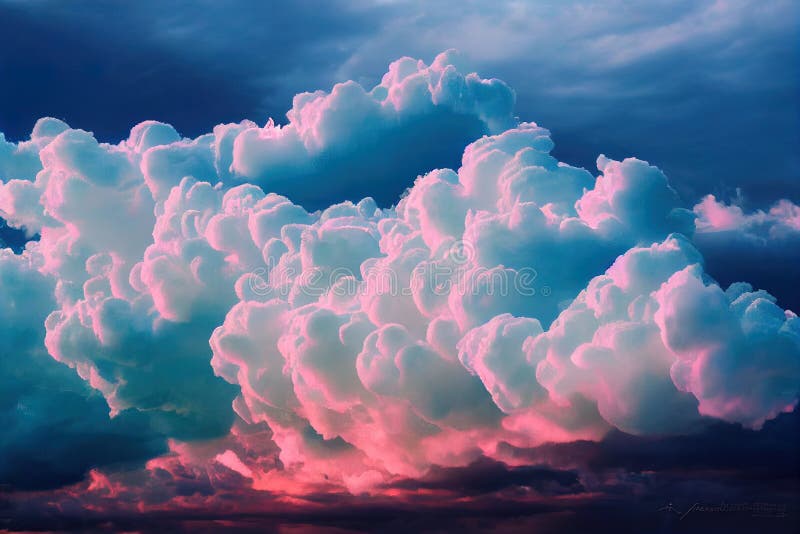 A Large Cloud is in the Sky with a Pink and Blue Hues on it S Side and ...