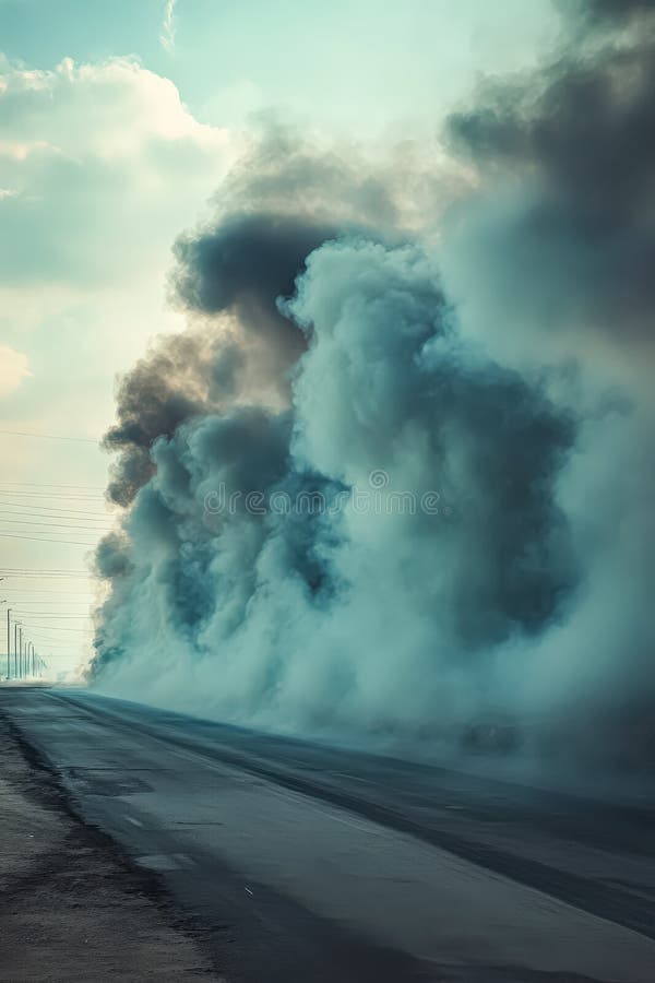 Large Cloud of Smoke is Billowing Out of a Car, Creating a Dramatic ...