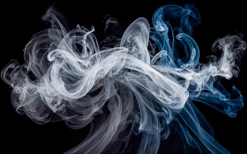 A Large Cloud of Smoke with Blue and White Swirls Stock Illustration ...