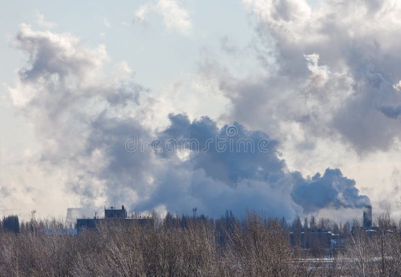 A Large Cloud of Smoke is Rising from a Factory Stock Photo - Image of ...