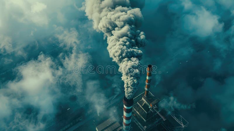 A Large Cloud of Smoke is Rising from a Factory Stock Illustration ...