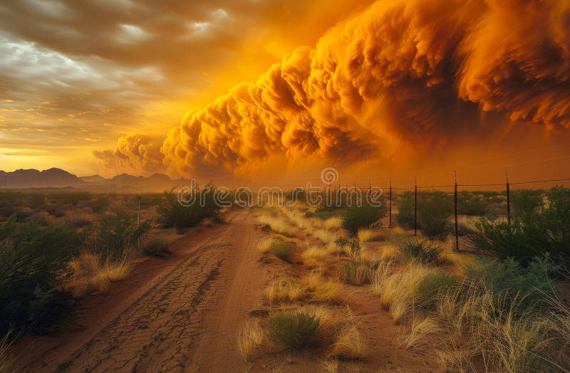 A Large Cloud of Smoke is Rising from a Fire in the Desert Stock Image ...