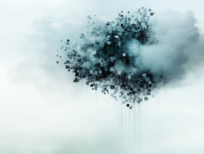 Large Cloud of Squares and Rectangles is Floating in the Sky Stock ...