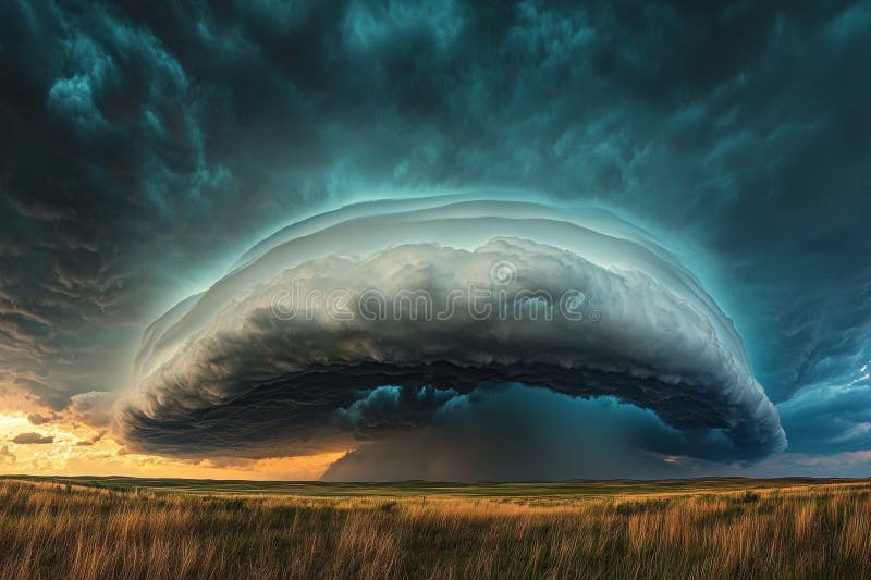 A Large Cloud with a Storm in the Distance Stock Illustration ...