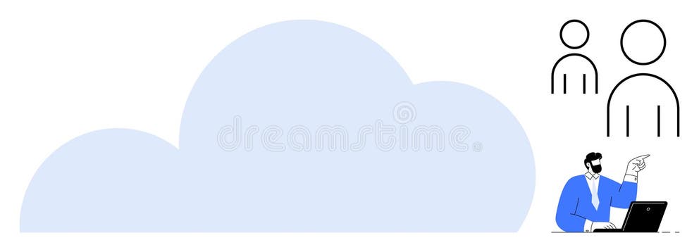 Cloud Collaboration Concept with Teamwork and Remote Work Communication Stock Illustration ...