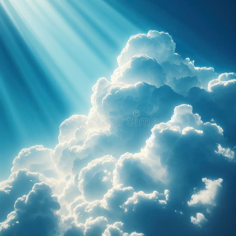 Large Clouds in the Rays of Sunlight. Stock Illustration - Illustration ...